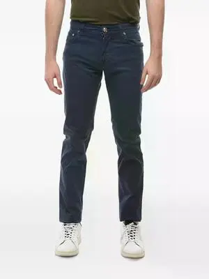 Corneliani Logo-patch Straight-leg Jeans - Blue