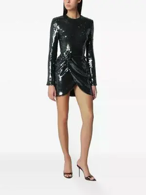 ROTATE BY BIRGER CHRISTENSEN Sequin Embellished Long Sleeve Mini Dress - Green