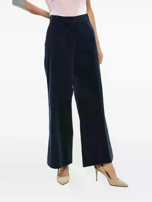 QL2 QUELLEDUE Melody Ribbed-velour Wide-leg Trousers - Blue
