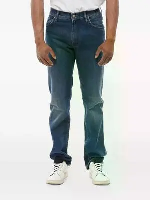 Corneliani Straight-fit Embroidered-logo Denim Jeans - Blue
