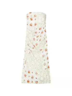 Tory Burch Strapless Floral-print Dress - White