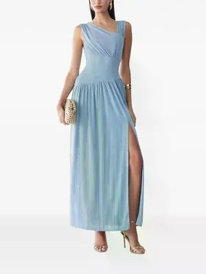 BWLDR Riah Asymmetric-neck Pleated Maxi Dress - Blue