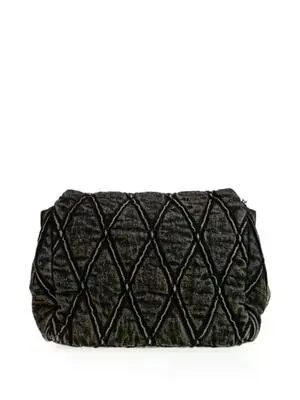 DIESEL® Diamond Quilted Shoulder Bag With Chain Strap And Logo Charms - Black