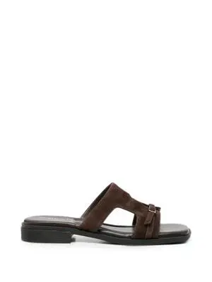 SERGIO MORETTI FIRENZE Buckle-detail Suede Sandals - Brown