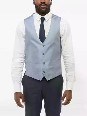Corneliani Geometric-pattern Silk Waistcoat - Blue