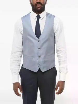 Corneliani Geometric Pattern Silk Waistcoat - Blue