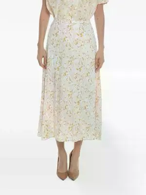 SAMSOE SAMSOE Andina Floral Print Flared Midi Skirt - Neutrals