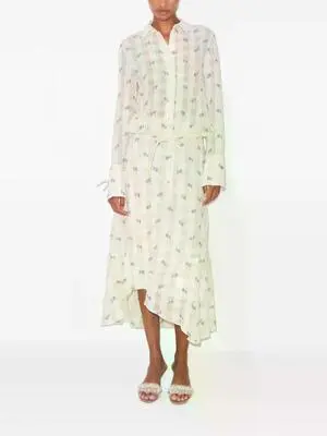 Tory Burch Embroideredv Gingham Drawstring-waist Blouse