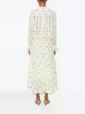 Tory Burch Embroideredv Gingham Drawstring-waist Blouse