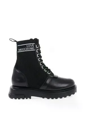 Moschino Panelled Lace-up Combat Boots