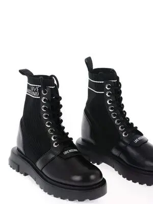 Moschino Panelled Lace-up Combat Boots