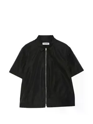 JIL SANDER Zip-up Short-sleeve Shirt - Black