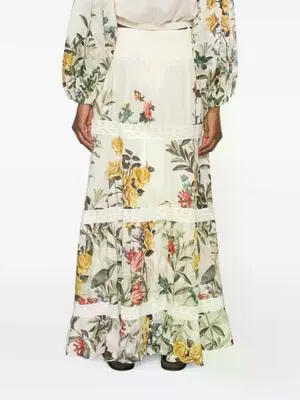 Alice + Olivia Floral Print Tiered Maxi Skirt