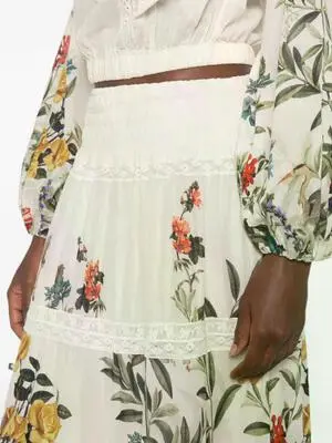 Alice + Olivia Floral Print Tiered Maxi Skirt