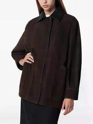Nour Hammour Grange Long-sleeve Suede Jacket - Brown