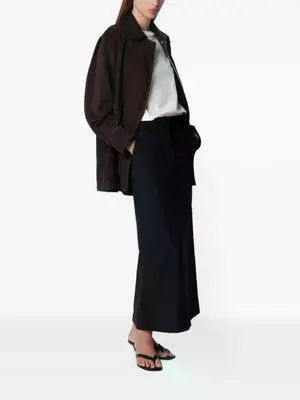 Nour Hammour Grange Long-sleeve Suede Jacket - Brown