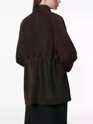 Nour Hammour Grange Long-sleeve Suede Jacket - Brown