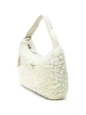Prada Mini Re-edition 2000 Shearling Shoulder Bag - White