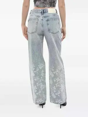 HOLZWEILER Floral Print Wide-leg Jeans