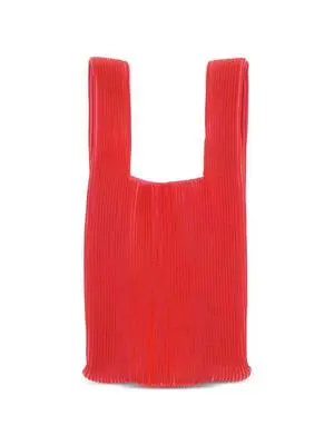 LASTFRAME Ribbed Knit Logo Patch Tote Bag - Red