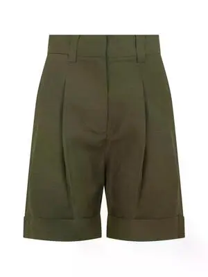 MOORER Pleated Turn-up Shorts - Green