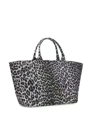 GANNI Leopard-print Tote Bag - Grey