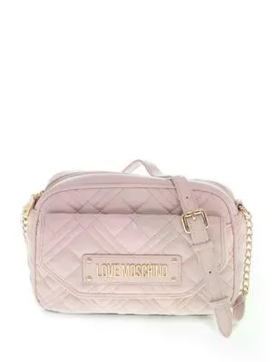 Moschino Love Quilted Logo-plaque Shoulder Bag - Pink