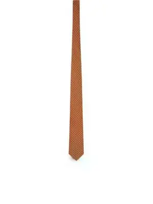 LARDINI Patterned Silk Neck Tie - Orange