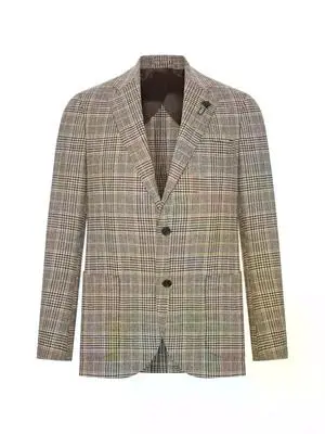 LARDINI Prince Of Wales Check Wool Blazer - Neutrals