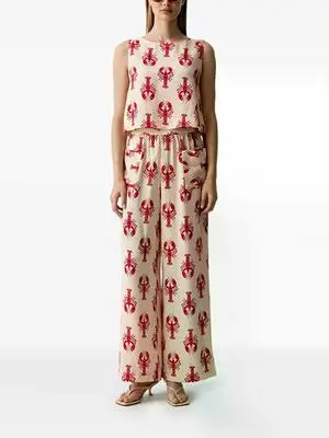 BENETTON Printed Lobster Wide-leg Trousers