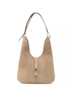 TOM FORD T-clasp Suede Shoulder Bag - Neutrals