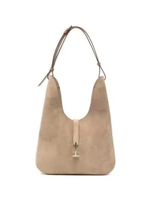 TOM FORD TOM FORD T-Clasp Suede Shoulder Bag Neutrals