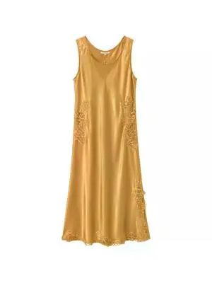 Gold Hawk Luna Lace-trimmed Satin Maxi Dress - Gold