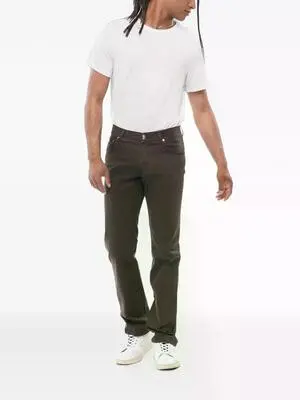 Corneliani Embroidered Logo Buttoned Trousers - Brown