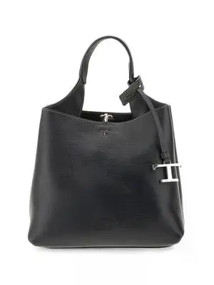 TOD'S T Timeless Pebbled Leather Cross Body Bag - Black