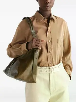 LEMAIRE Small Belted Hobo Bag In Leather - Green