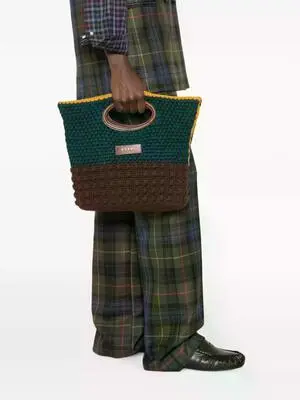 Marni Crochet-knit Tote Bag With Logo Patch