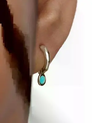 Monica Vinader Hammered Turquoise Pendant Hoop Earrings