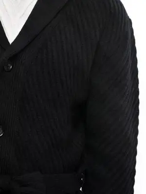 PAOLO PECORA Ribbed-knit Belted Cardigan