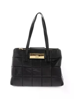 Moschino Quilted Logo-plaque Tote Bag - Black