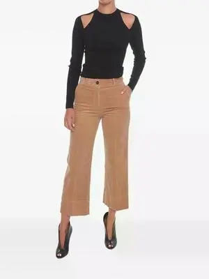 QL2 QUELLEDUE Corduroy-texture Cropped Trousers - Brown