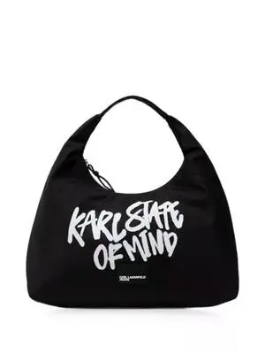 Karl Lagerfeld Graffiti-print Logo-patch Tote Bag - Black