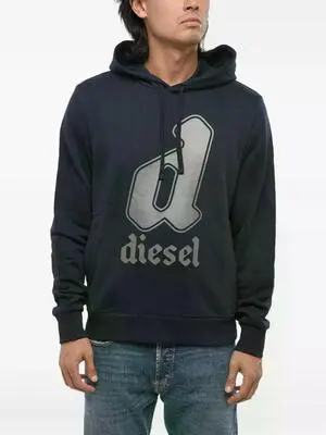 DIESEL® Logo-print Brushed Hoodie - Blue