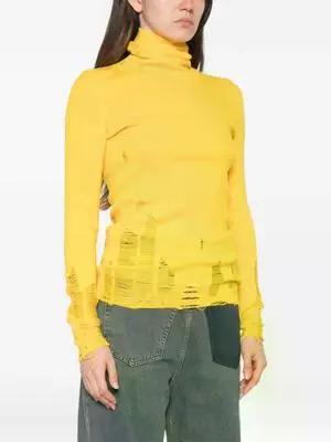 MAISON MARGIELA Distressed Roll-neck Sweater - Yellow