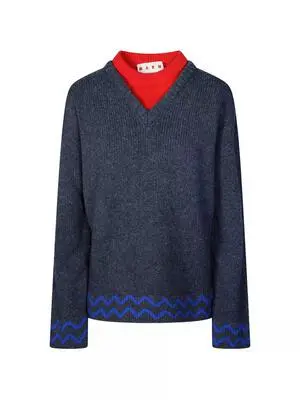 Marni Chevron-pattern Layered-effect Sweater