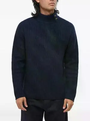 OLIVER LATTUGHI Button-detail Ribbed-knit Sweater - Blue