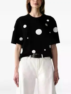 Karl Lagerfeld Polka-dot Logo-patch T-shirt - Black