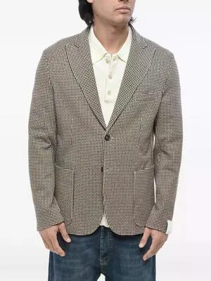 PAOLO PECORA Houndstooth Single-breasted Blazer - Brown
