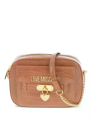 Moschino Crocodile-effect Cross Body Bag With Heart Padlock
