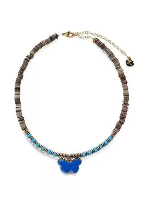 HIJAS DE PUKA Beaded Butterfly Necklace - Brown